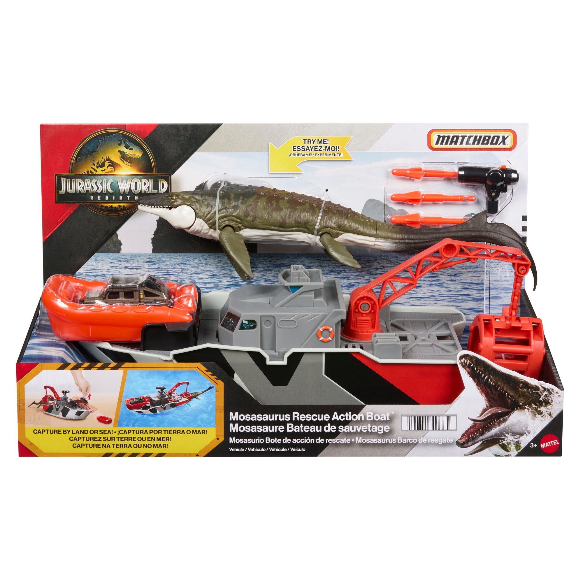 Jurassic World Rebirth Mosasaurus Redningsbåt - Lekia.se