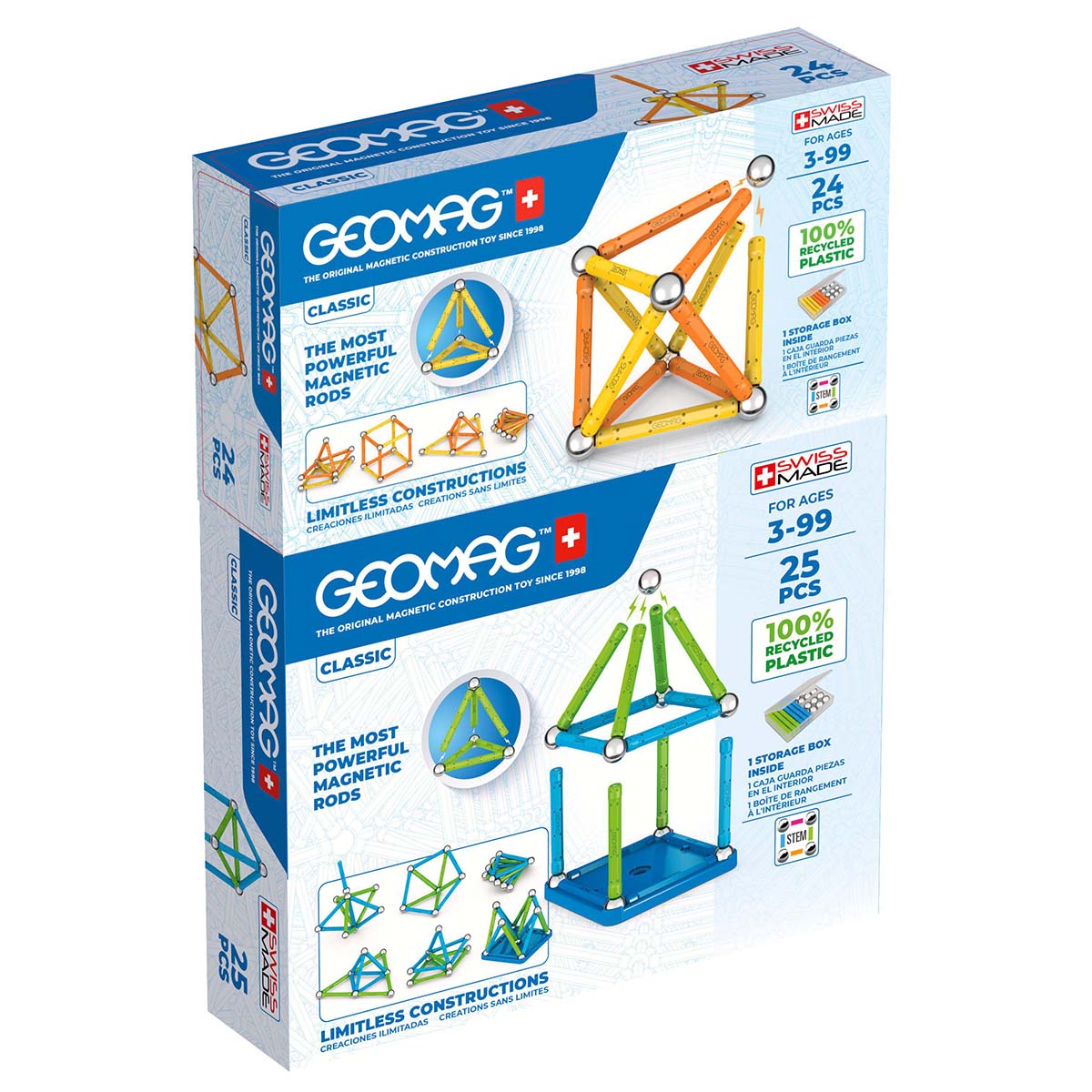 Geomag Bundle Classic 24 Pcs + Classic 25 Pcs – Magnetbyggesett fra ...