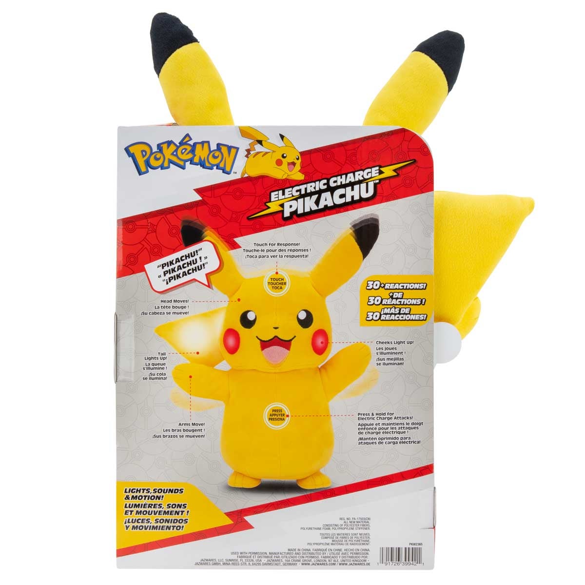 Pokémon Electric Charge Pikachu Funksjonsbamse | Pokémon - Lekia.no